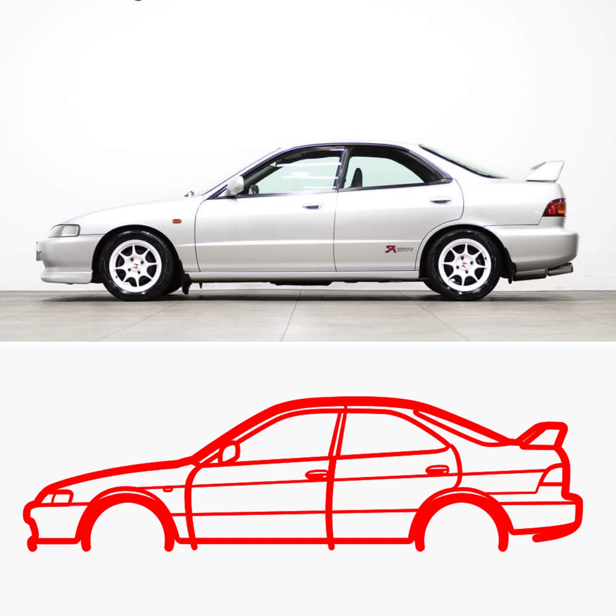 Integra Generation 3 With JDM Bumper Silhouette Line Wall Art – Big ...