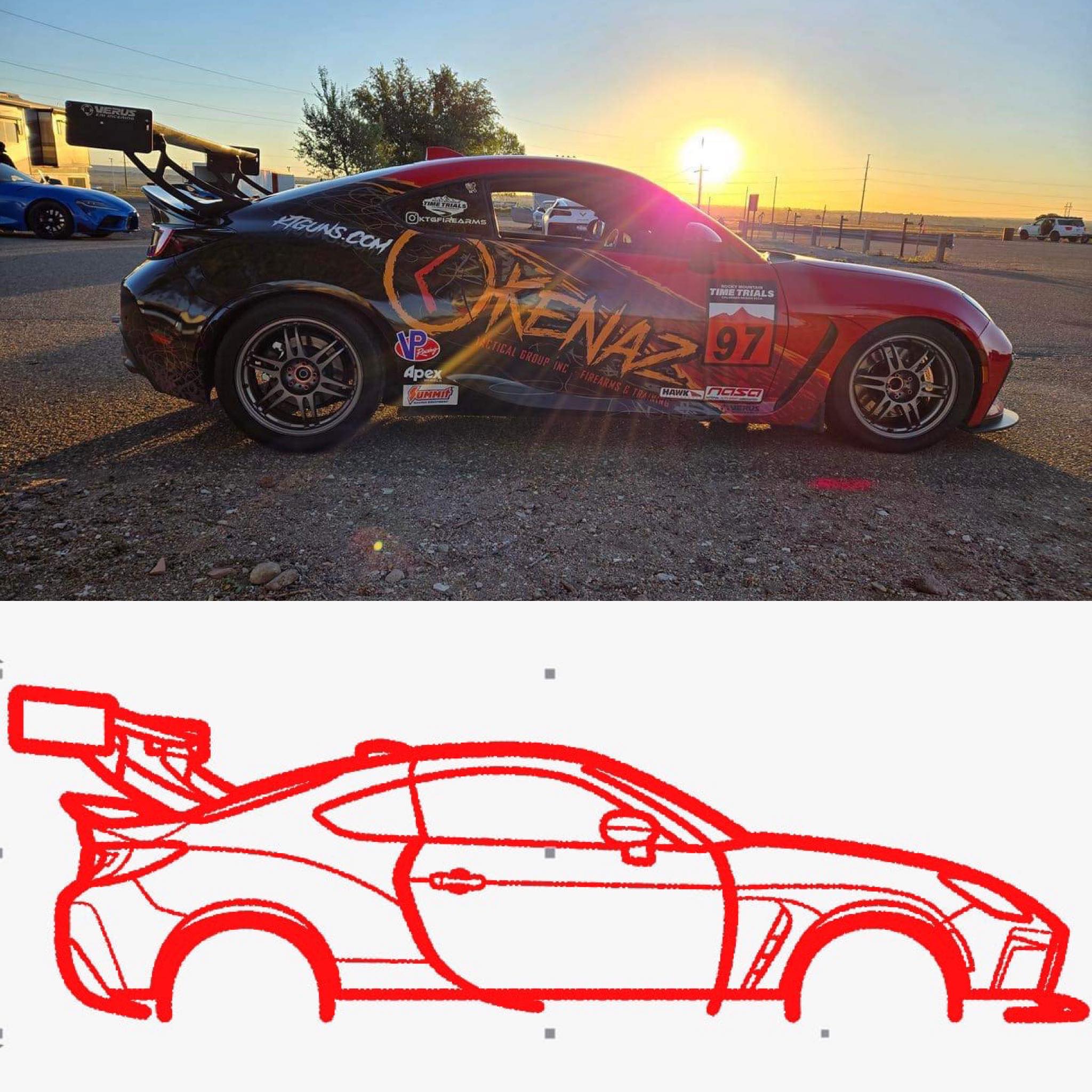 Custom GR86 With Big Wing Silhouette Line Wall Art – Big Bear Laser